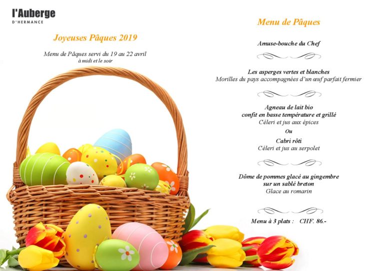 Menu Paques 2019 - Auberge d'Hermance